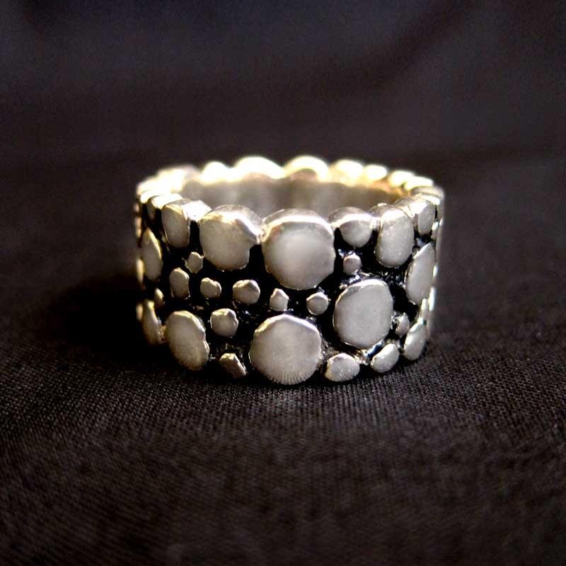 artistic silver granule ring